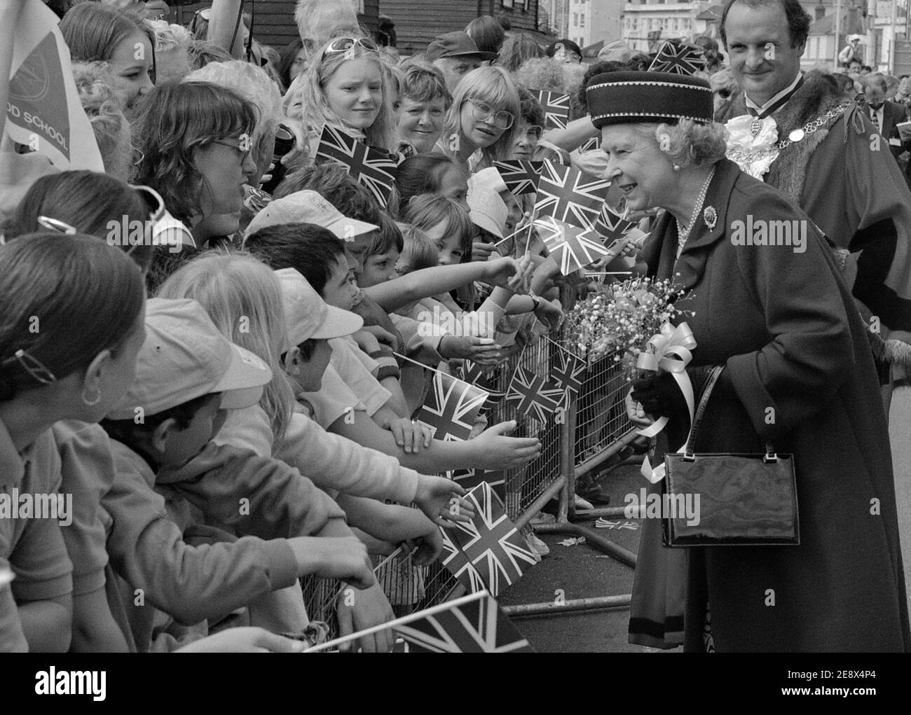 Queen Elizabeth II visit to Hastings Old Town, East Sussex, England, UK ...