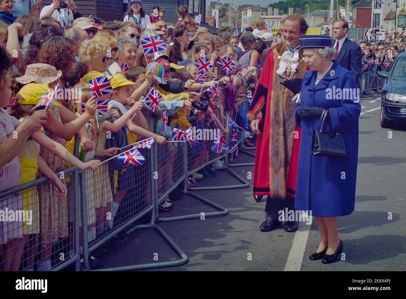 Queen Elizabeth II visit to Hastings Old Town, East Sussex, England, UK ...