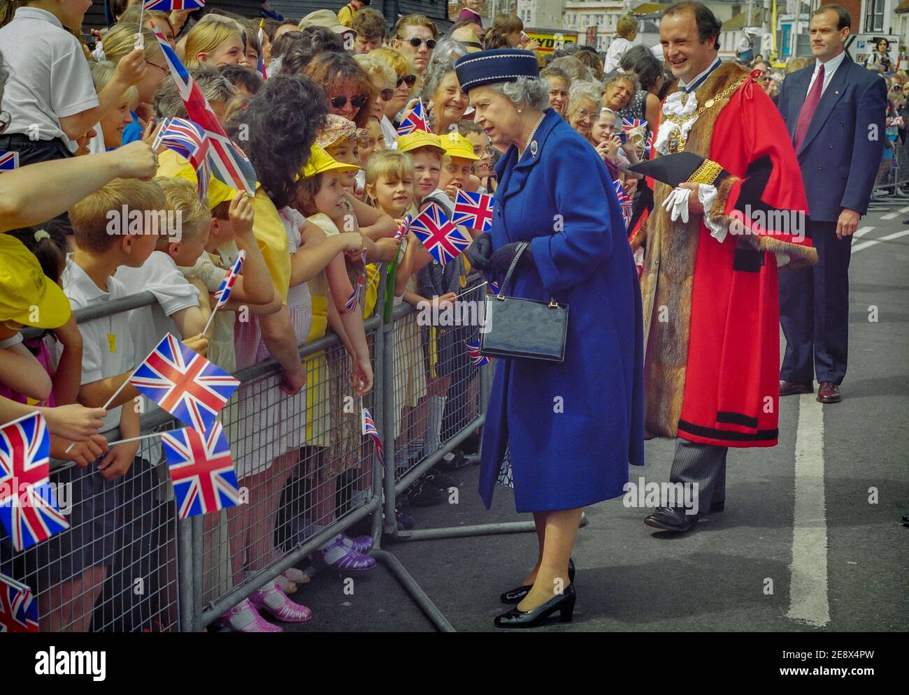 Queen Elizabeth II visit to Hastings Old Town, East Sussex, England, UK ...