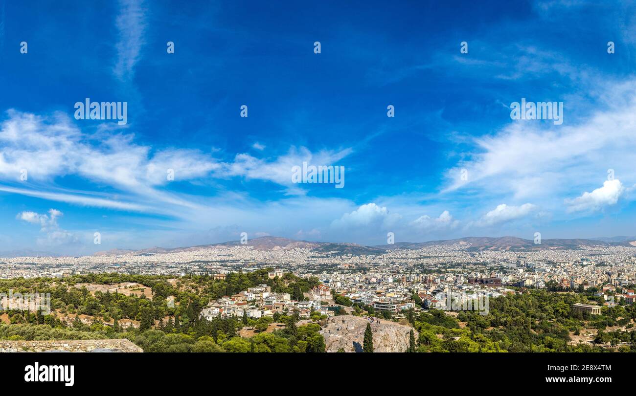 Panoramic view of Athens, Greece, from the Acropolis in a summer day ...