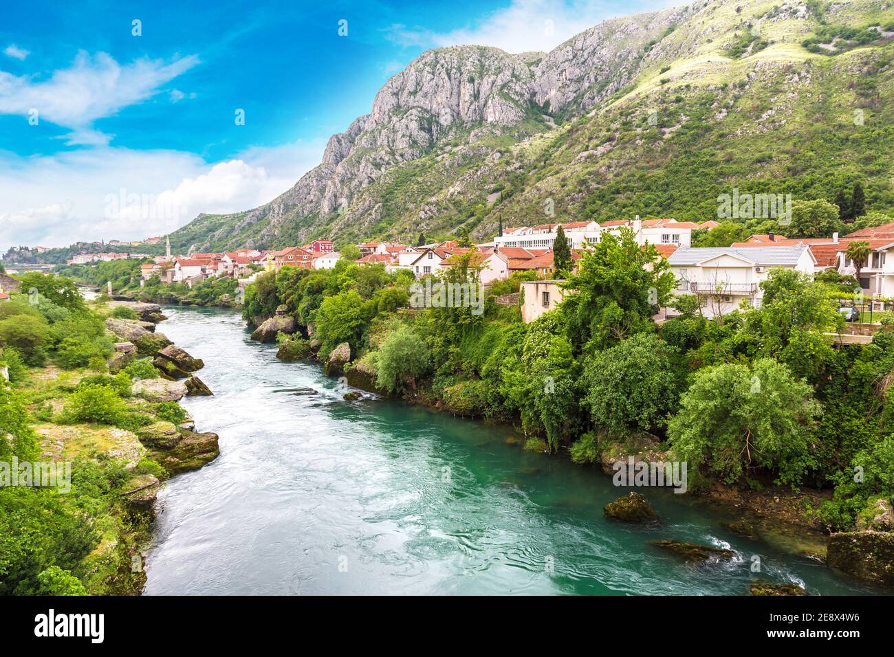 Historical center in Mostar in a beautiful summer day, Bosnia and ...