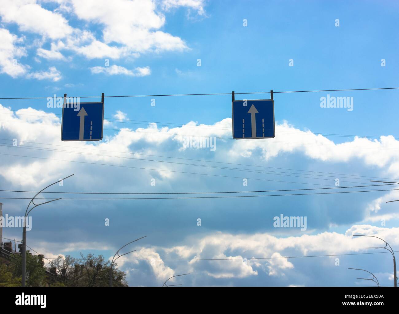 Road Safety Warning Signs on the Road for Drivers Stock Photo - Alamy