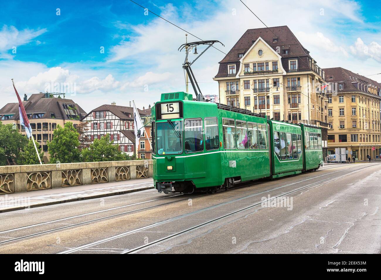 City tram in Basel in a beautiful summer day, Switzerland Stock Photo ...