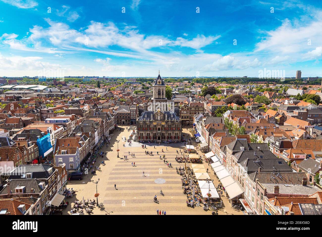 Panoramic aerial view of Delft in a beautiful summer day, The ...