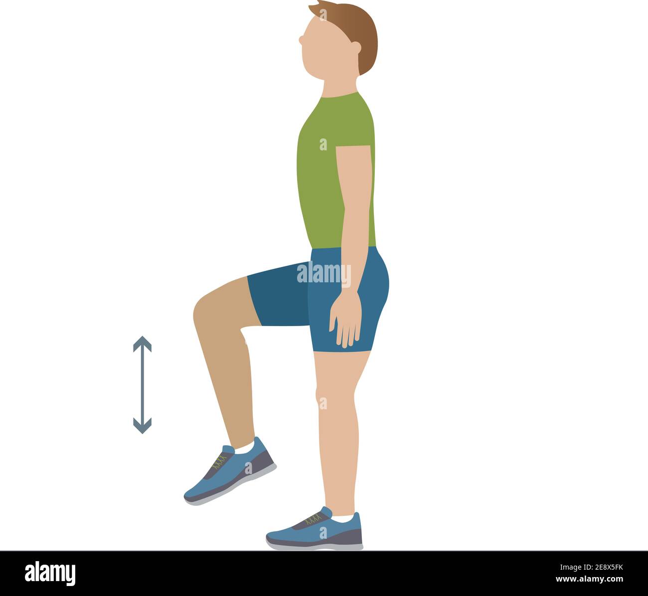 Man doing knee up exercise - illustration Stock Vector Image & Art - Alamy