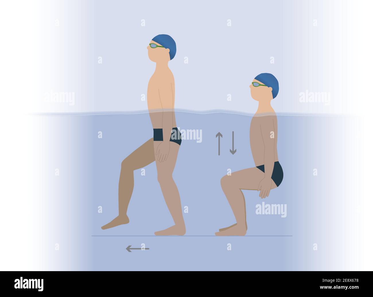 Man doing squats in a swimming pool - illustration Stock Vector Image ...