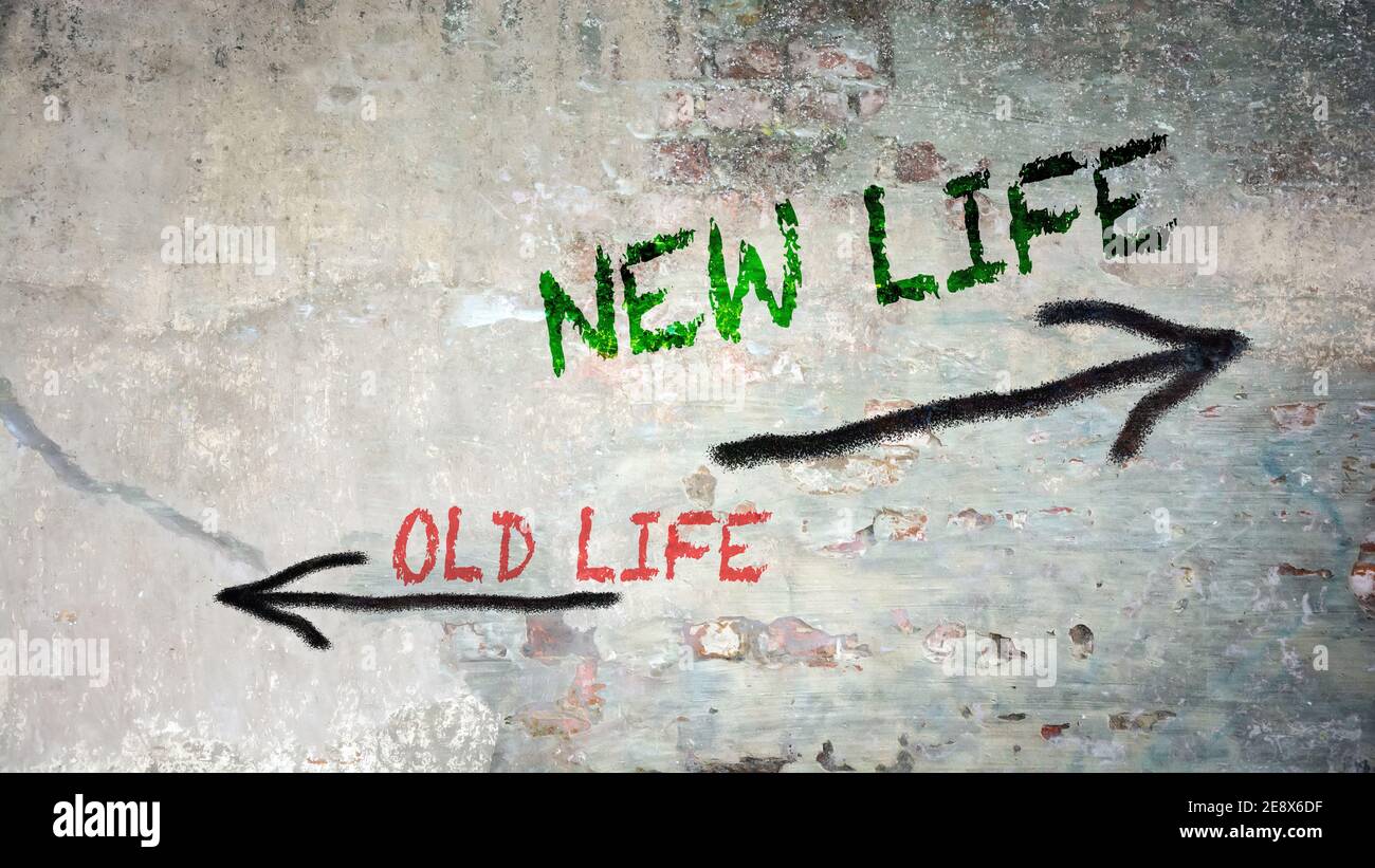 Street Sign the Direction Way to NEW LIFE versus OLD LIFE Stock Photo ...