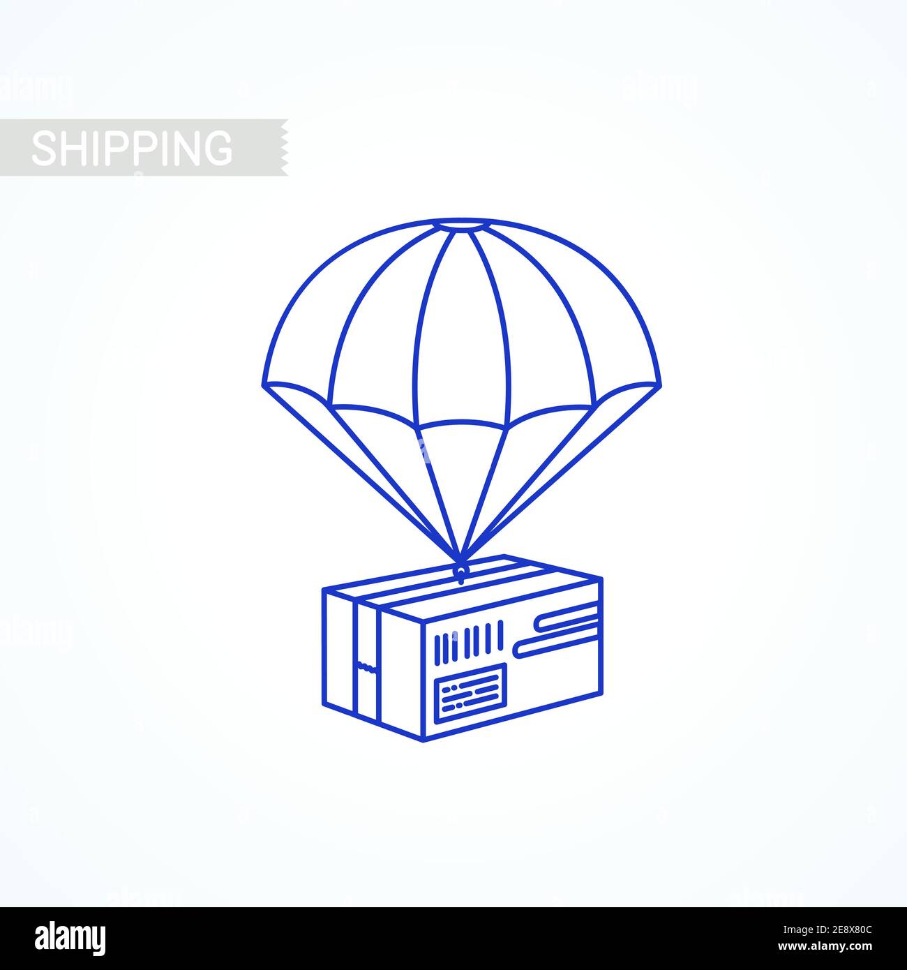 Line parcel box item. Shipping service concept. Flat outline design ...