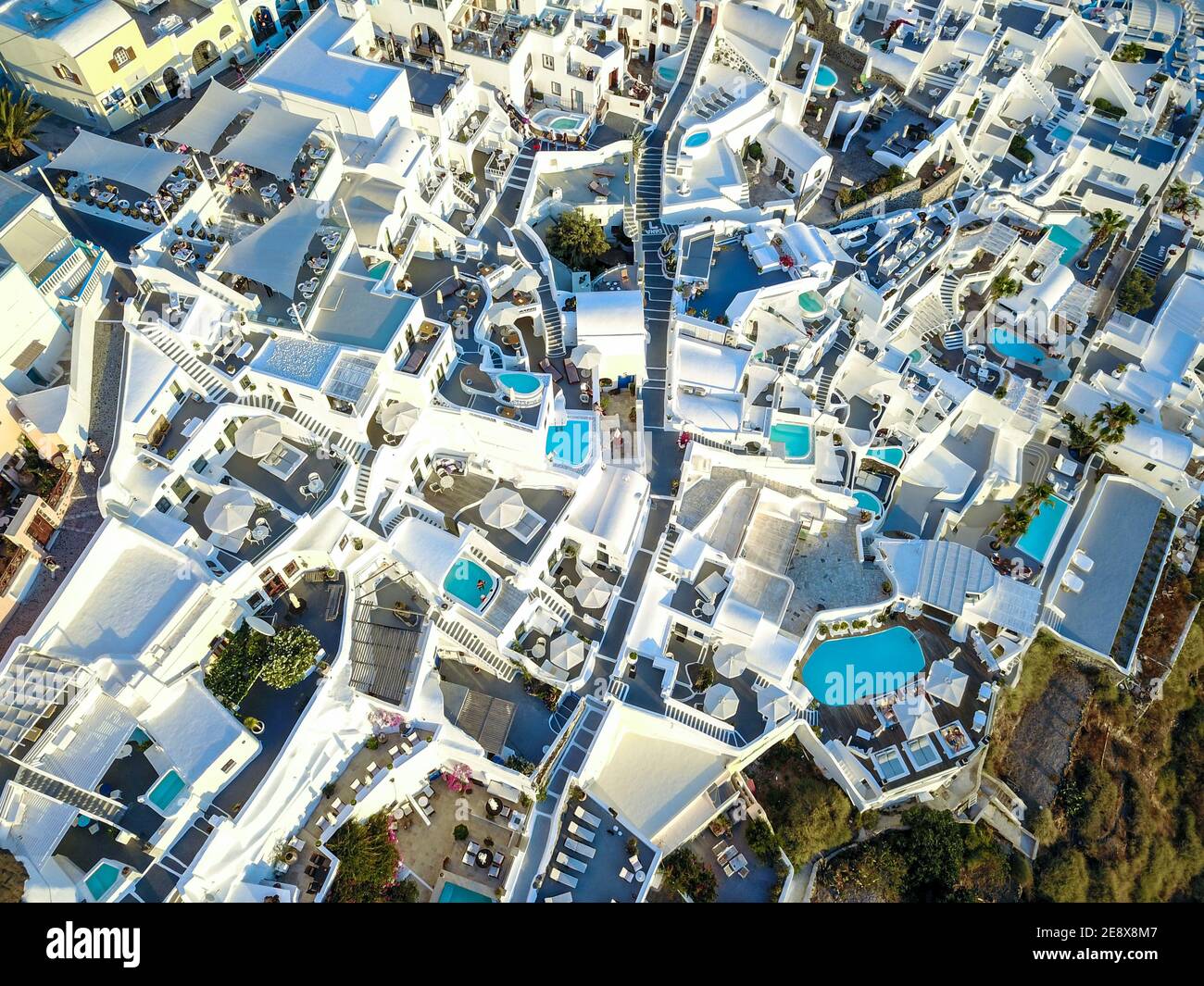 Aerial view of the buildings of Santorini island in Greece Stock Photo - Alamy