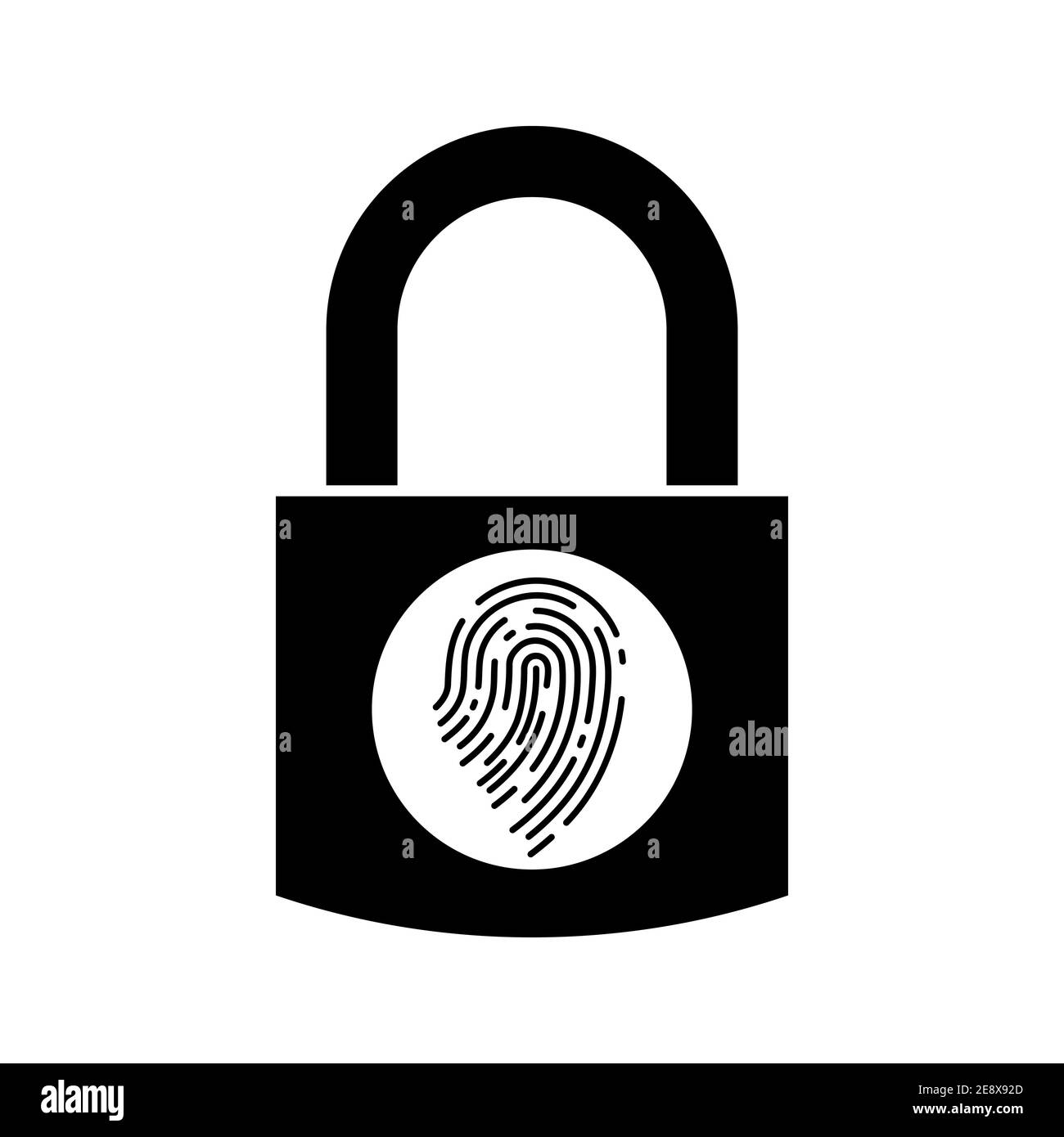 Fingerprint padlock icon. Scan fingerprint icon. Security concept icon ...