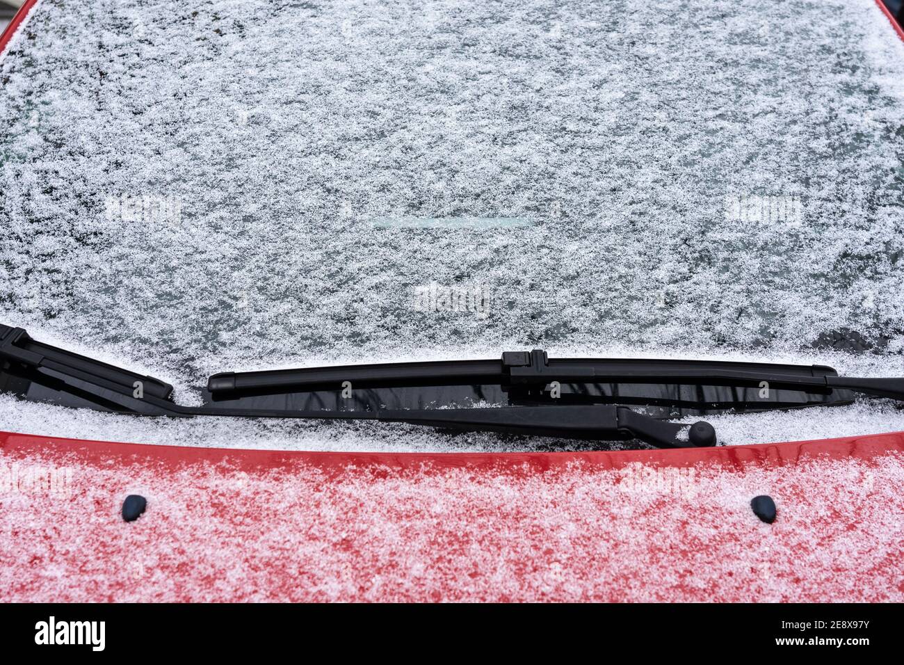 Car windshield covered with snow Stock Photo - Alamy