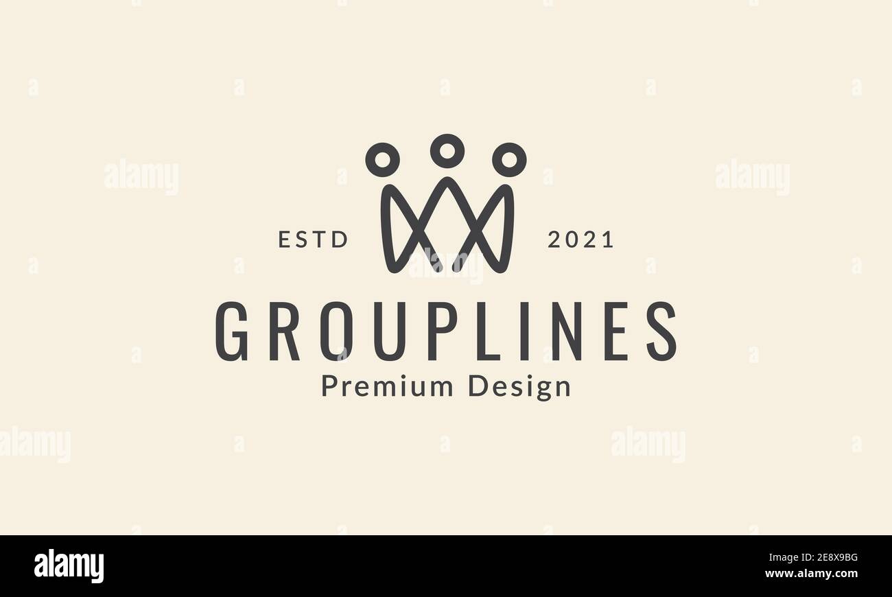 three person group line logo symbol icon vector graphic design ...