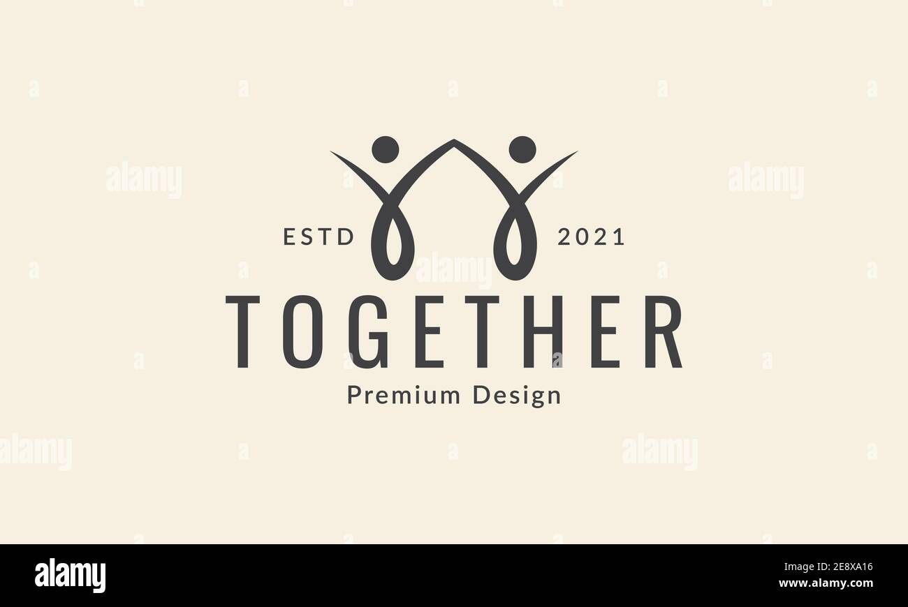 two person group line happy logo symbol icon vector graphic design ...