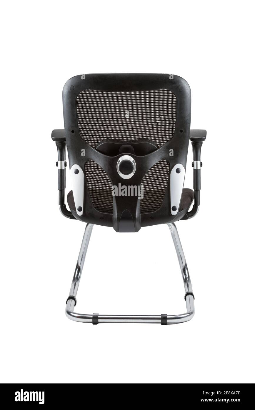 Vertical rear view of black office chair isolated on white background ...