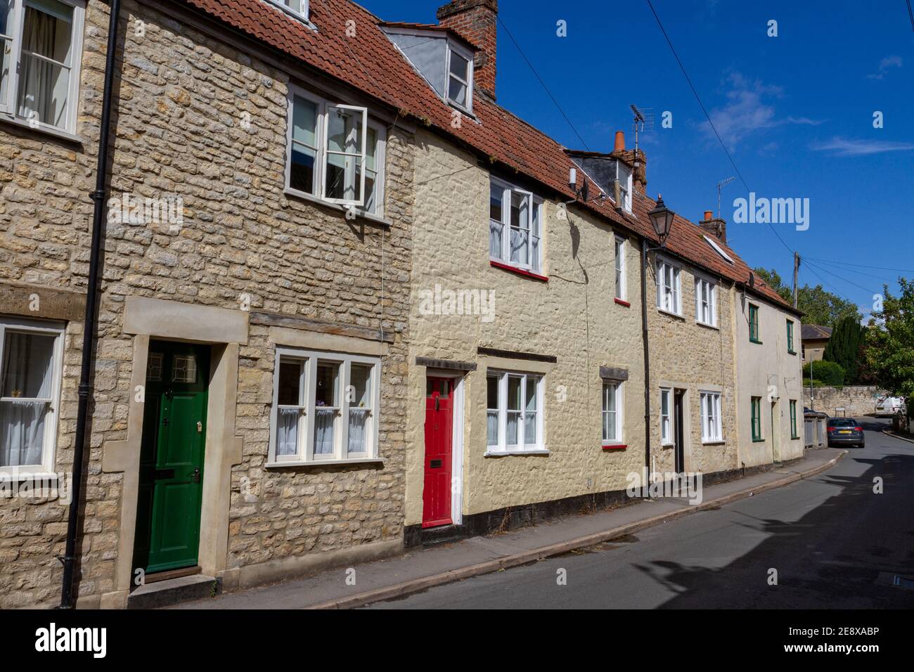 Beautiful terrace cottages with colourful doors on Mill Street, Calne ...