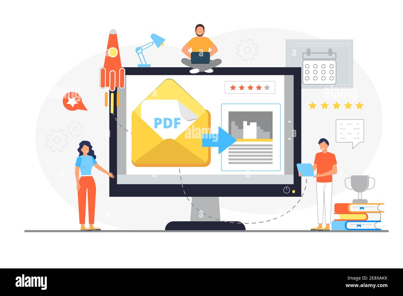 PDF converter from jpeg, word document concept. Screen with changing or converting process of ...