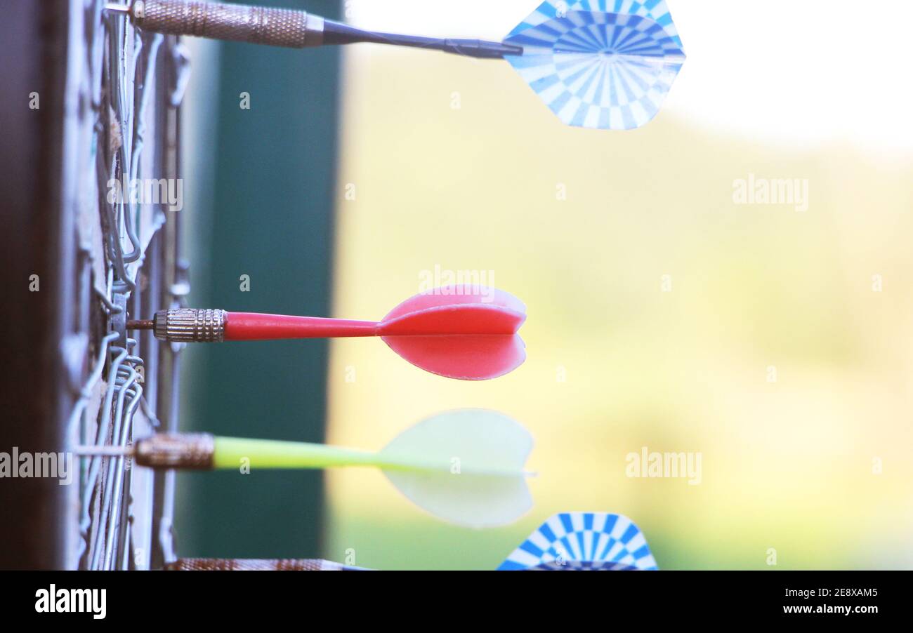Darts target closeup. Success hitting target aim goal achievement ...