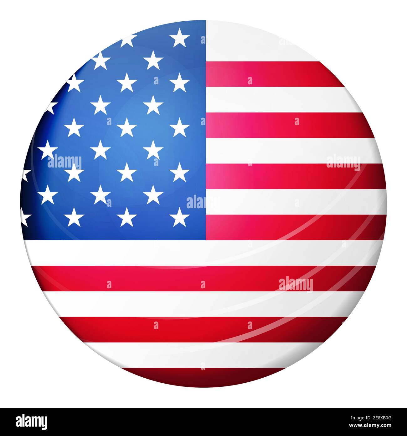 Glass light ball with flag of USA. Round sphere, template icon ...