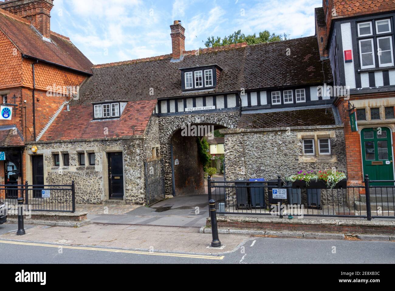 Old Lion Court on the High Street in the market town of Marlborough ...