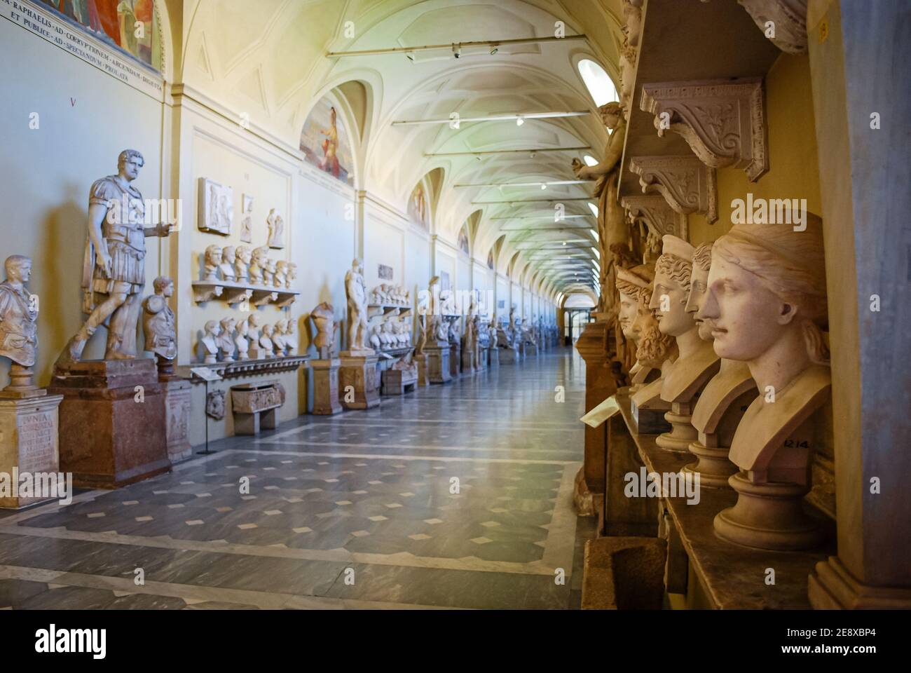 Hallway in the Vatican with statue heads, Rome, Italy Stock Photo - Alamy