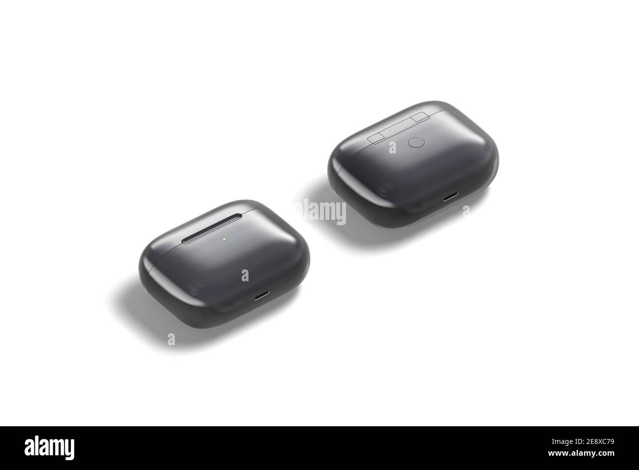 Blank black small case mock up, isolated, front and back, 3d rendering ...