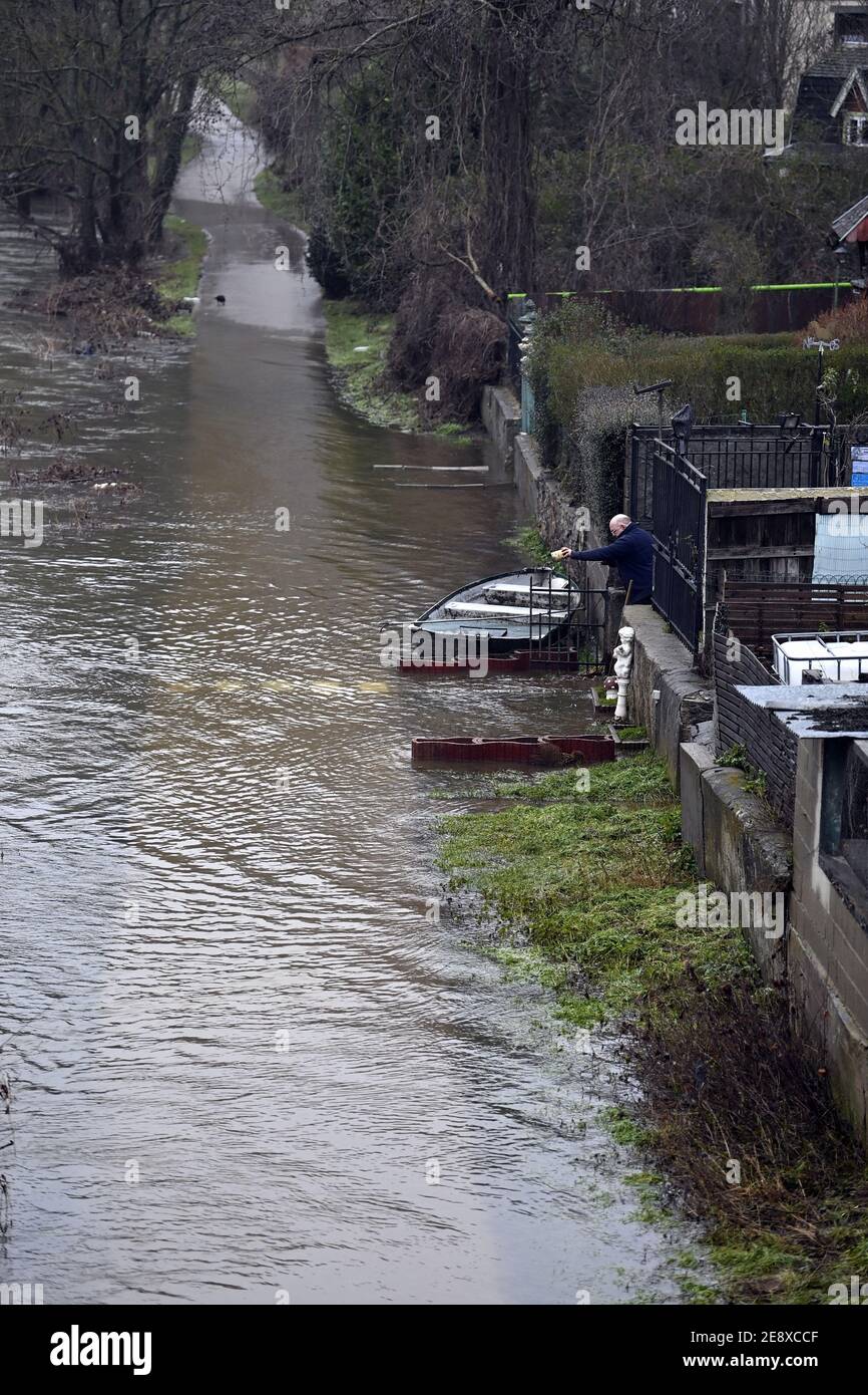 Illustration picture shows the high water level of the river 'Ourthe ...
