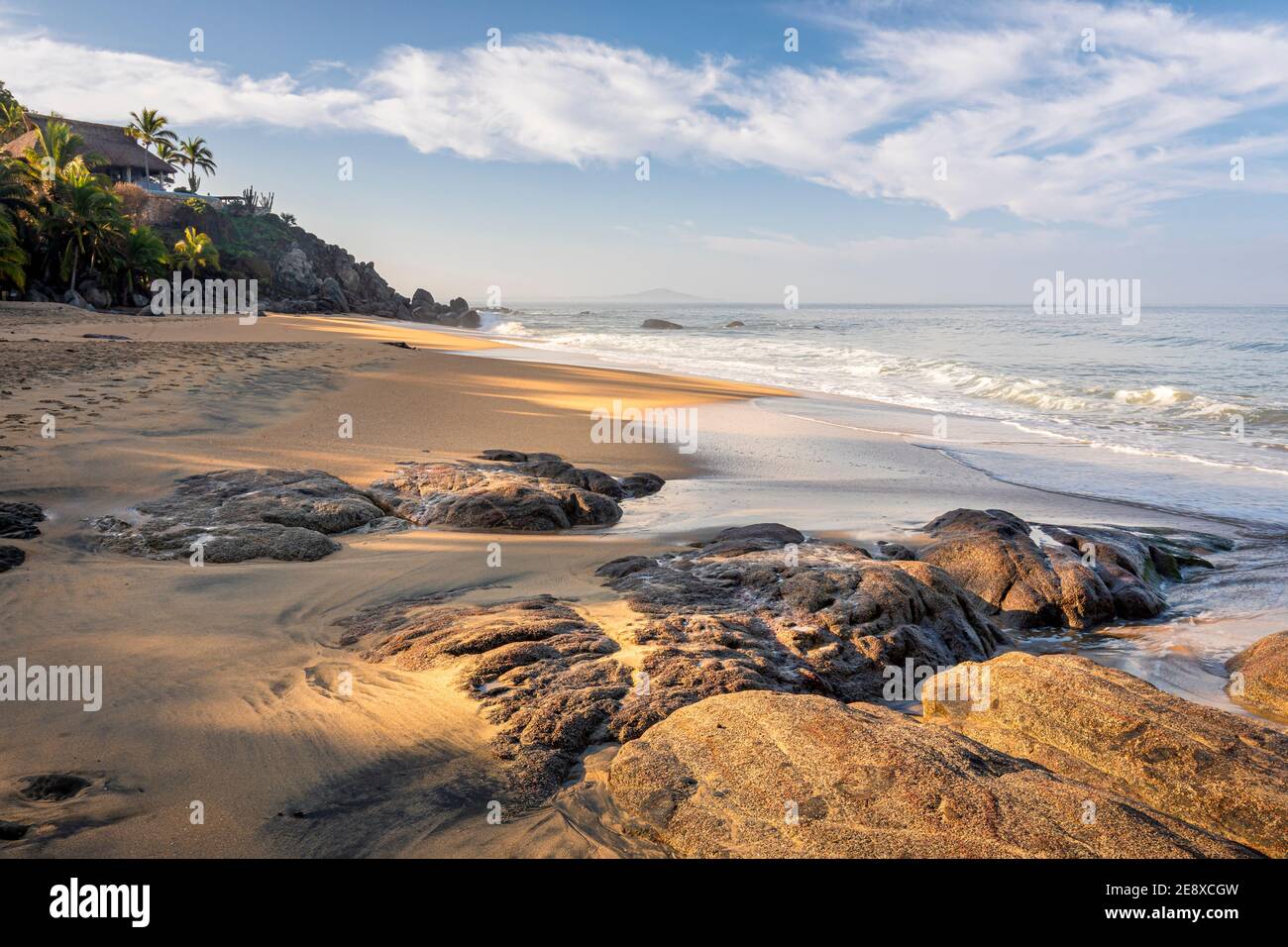 Morning light on the Playa Escondida beach near Sayulita, Narayit ...