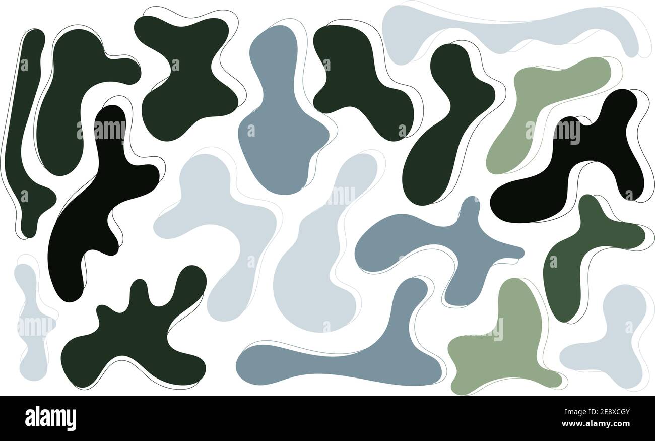 Green and grey rregular blob, set of abstract organic shapes. Abstract ...