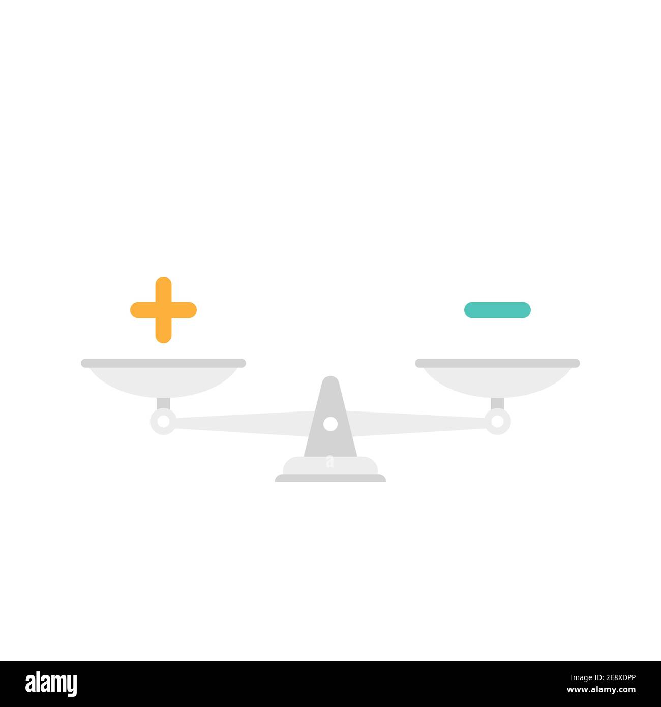 Black mechanical scales with plus and minus in pans. value, solution ...