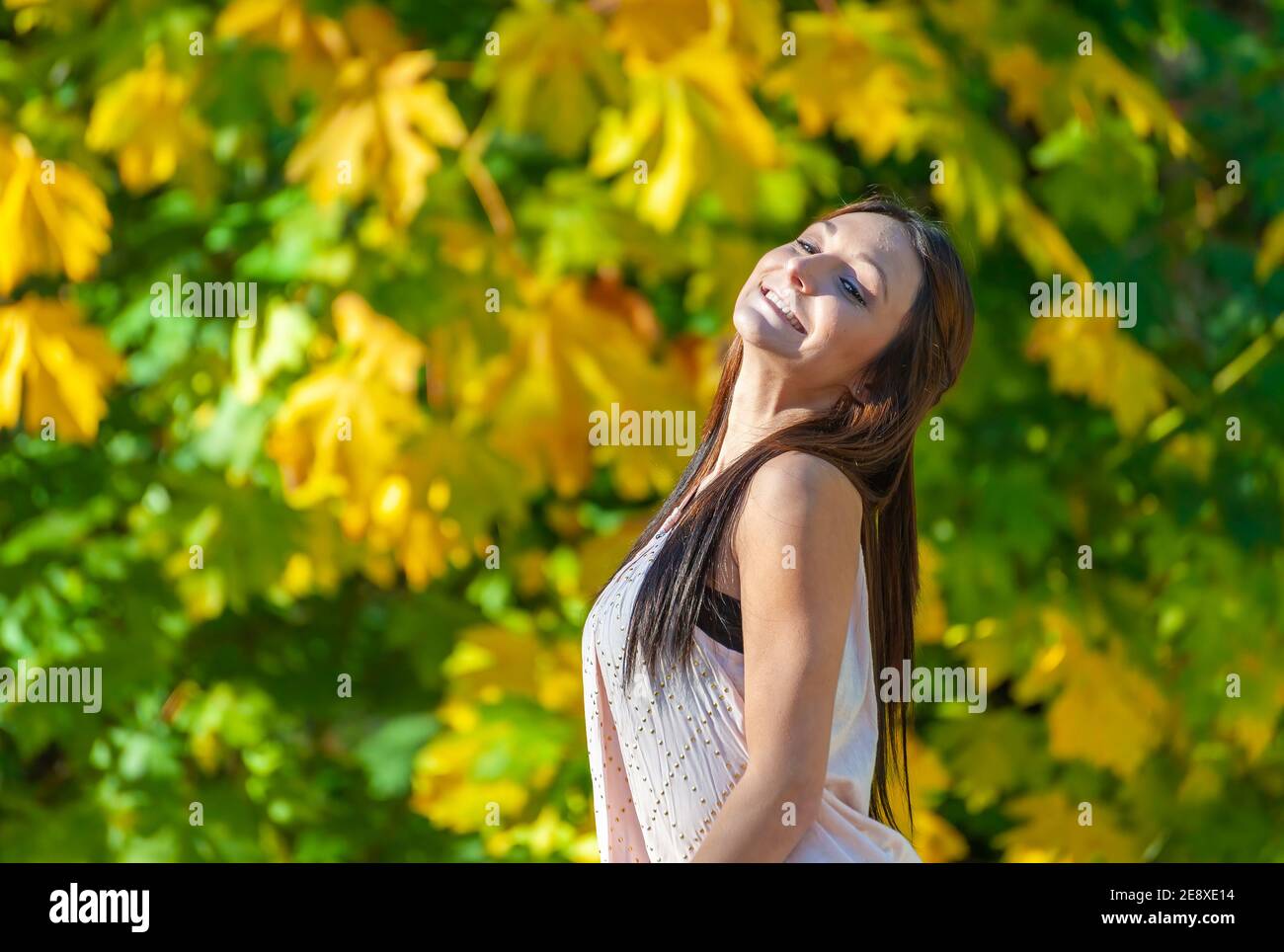 Woman in brown top poses hi-res stock photography and images - Alamy