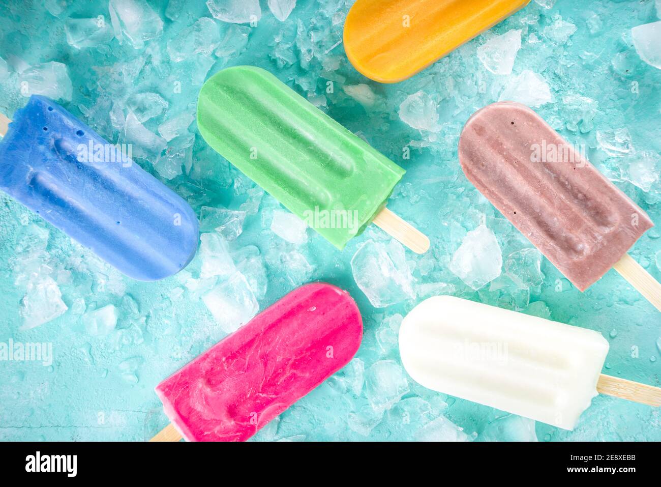 Selection of bright multicolored ice cream popsicle. Various gelato ...