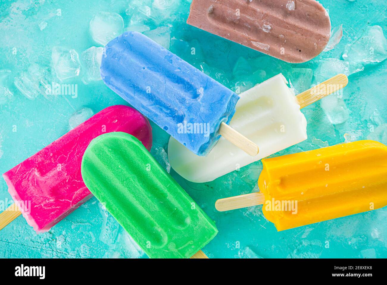 Selection of bright multicolored ice cream popsicle. Various gelato ...