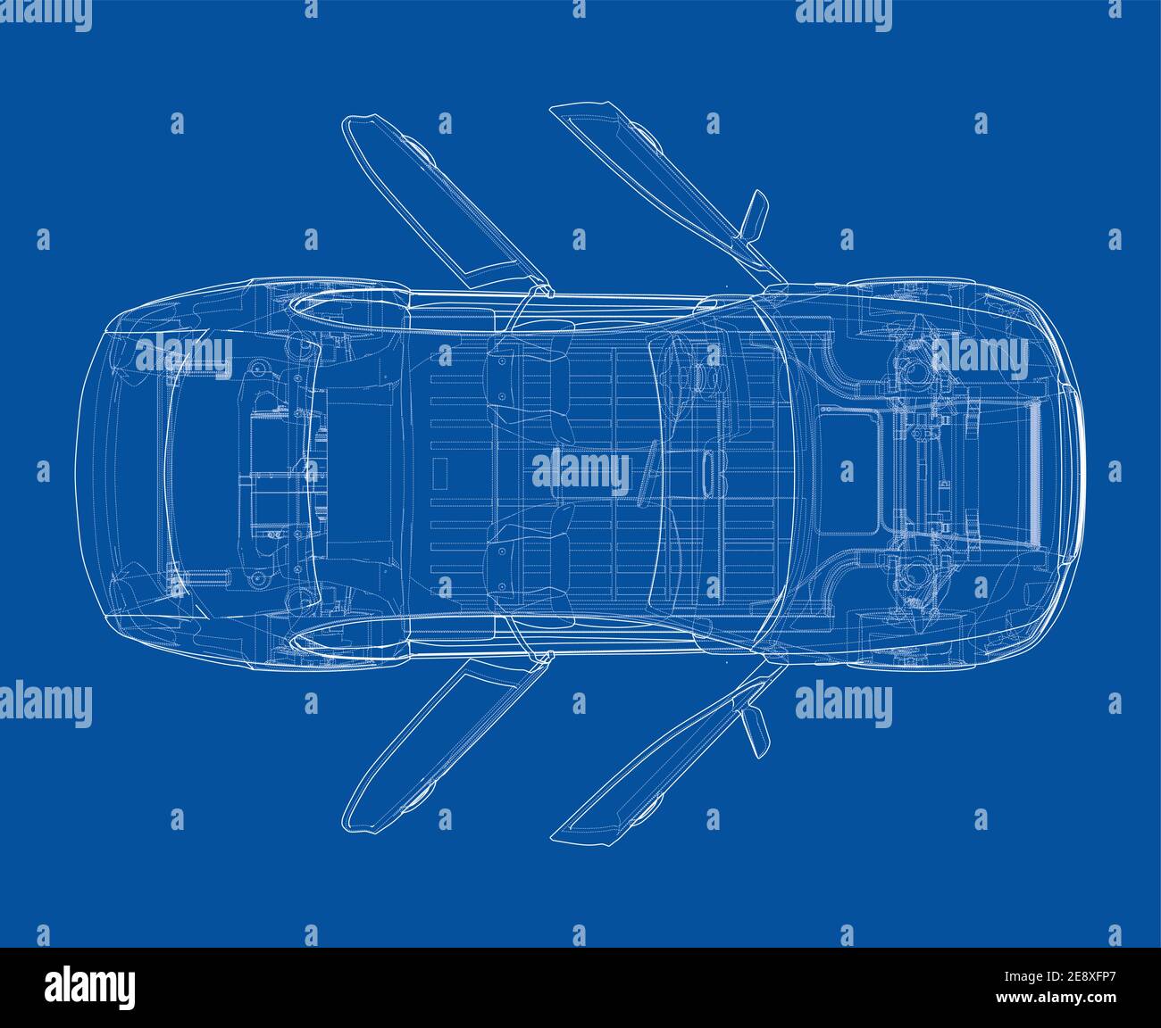 Electric Car With Chassis. Vector rendering of 3d Stock Vector Image ...