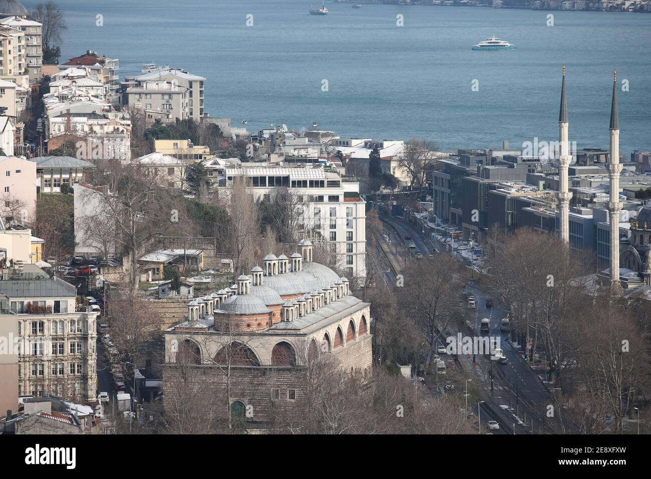 Aerial View of Tophane, Istanbul City, Turkey in Snowy day Stock Photo ...