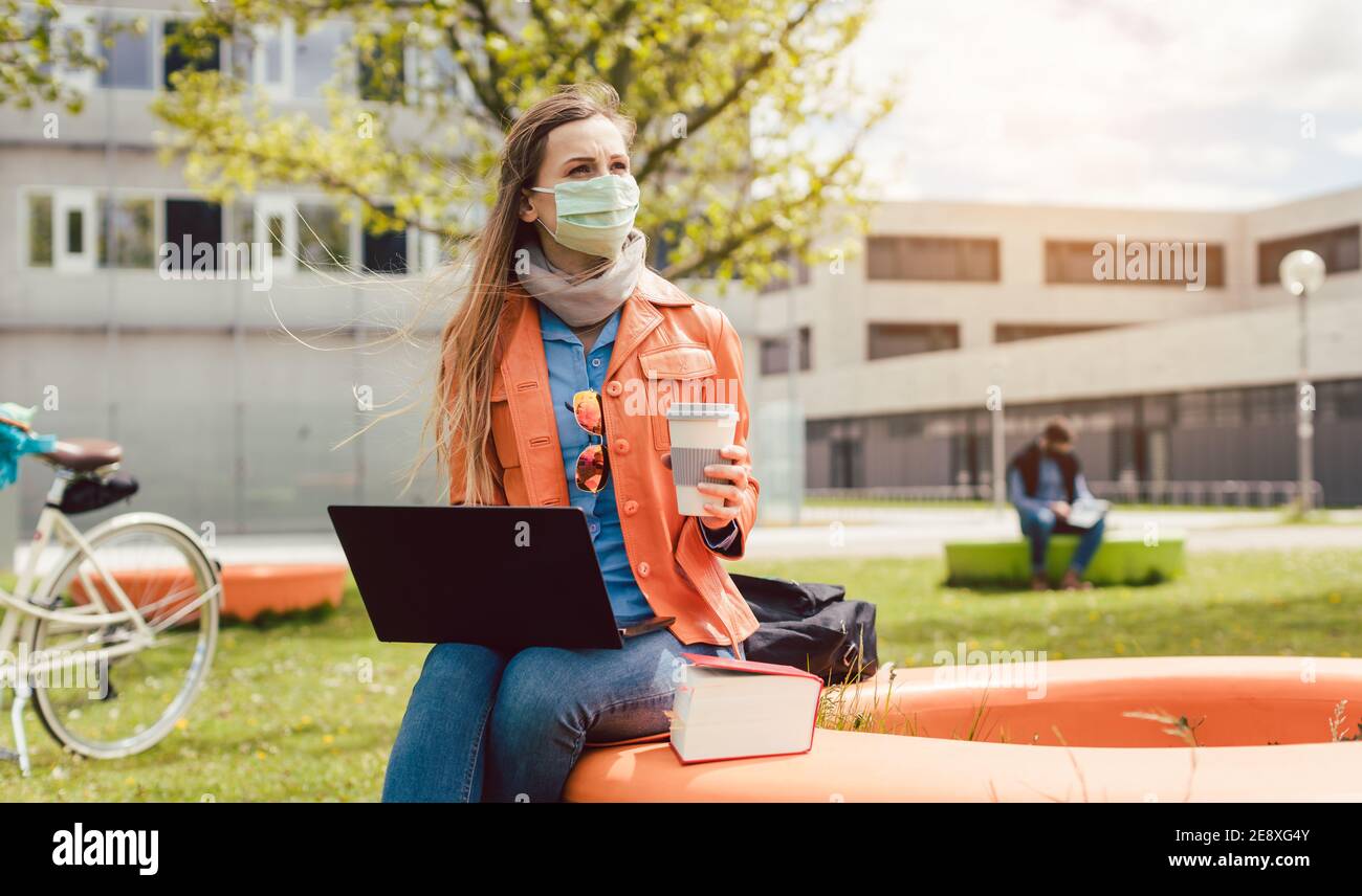 Student learning on university campus during covid-19 lockdown Stock ...