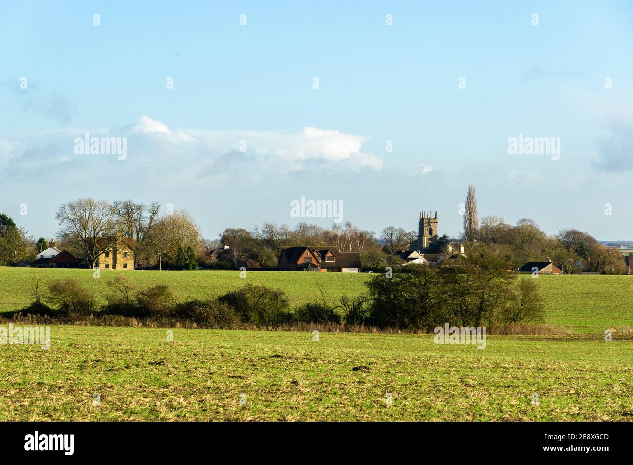 View over fields to Fiskerton from Cherry Willingham Lincolnshire Stock ...