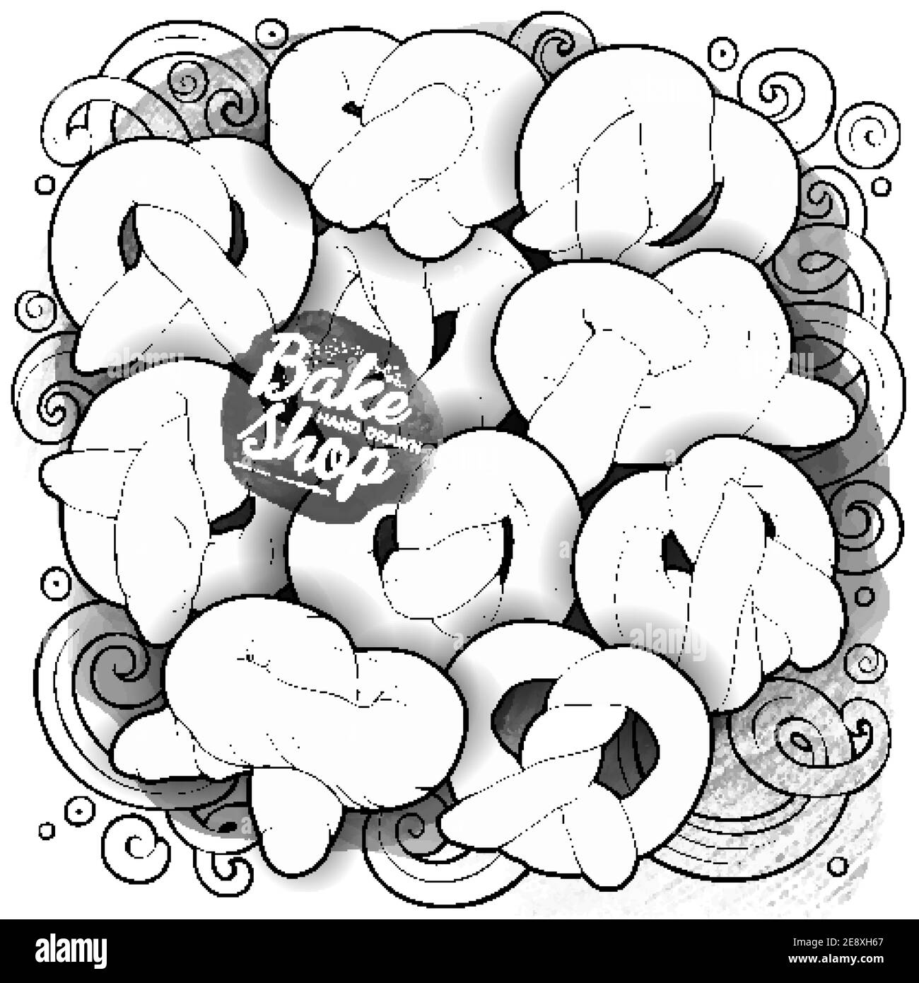 Buns and pastries hand drawn vector doodle illustration Stock Vector ...