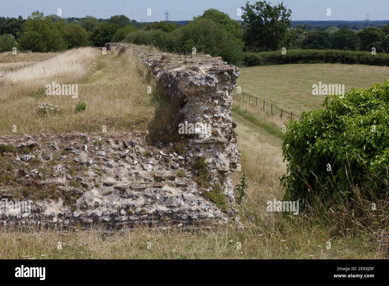 Part of the south gate and wall of the Roman town of Calleva Atrebatum ...