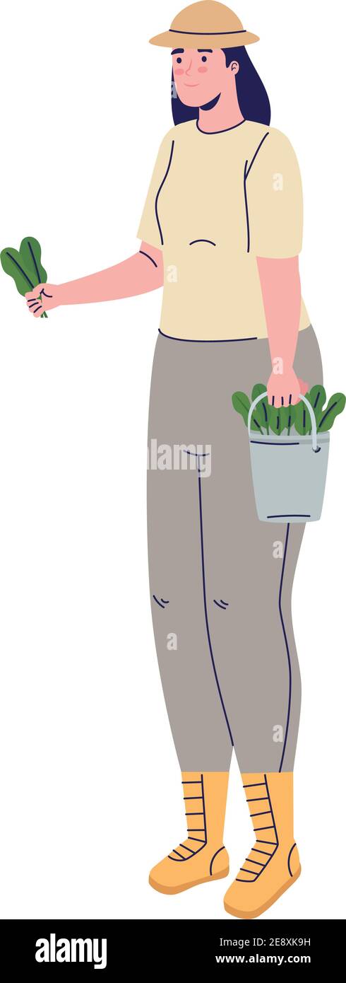 Woman farmer bucket Stock Vector Images - Alamy