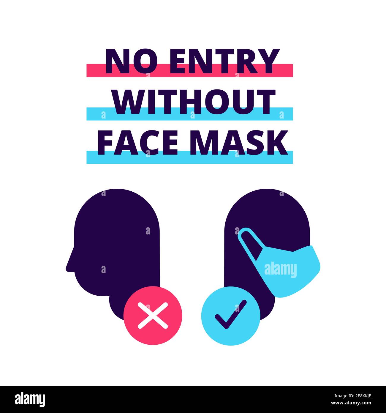 No Entry Without Face Mask or Wear a Mask Icon. Vector Image Stock ...