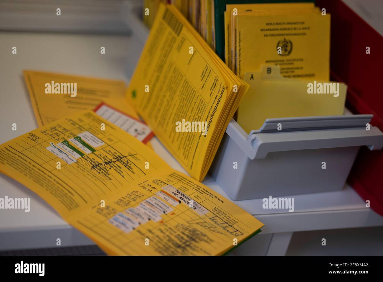 Schwerin, Germany. 08th Dec, 2020. Patient in vaccination cards can be ...