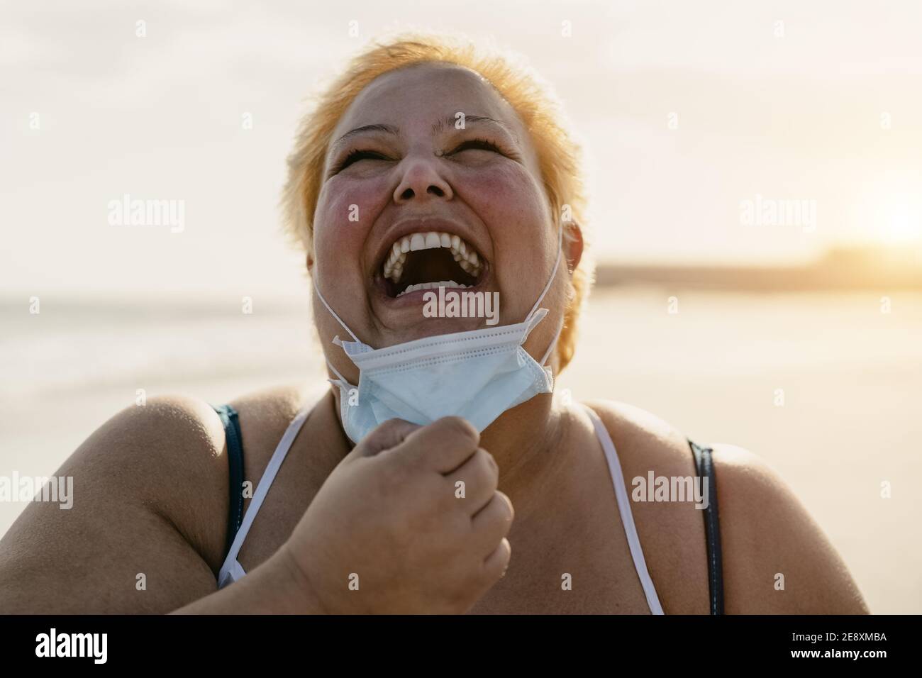 Fat woman beach hi-res stock photography and images - Alamy