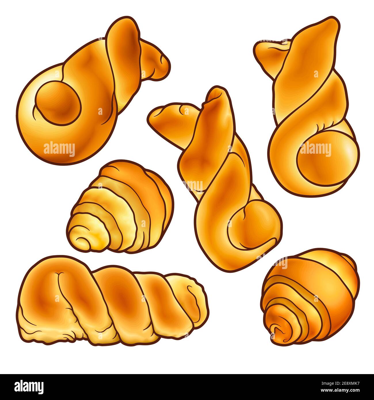 Buns hand drawn vector doodles set. Bake shop elements and objects ...