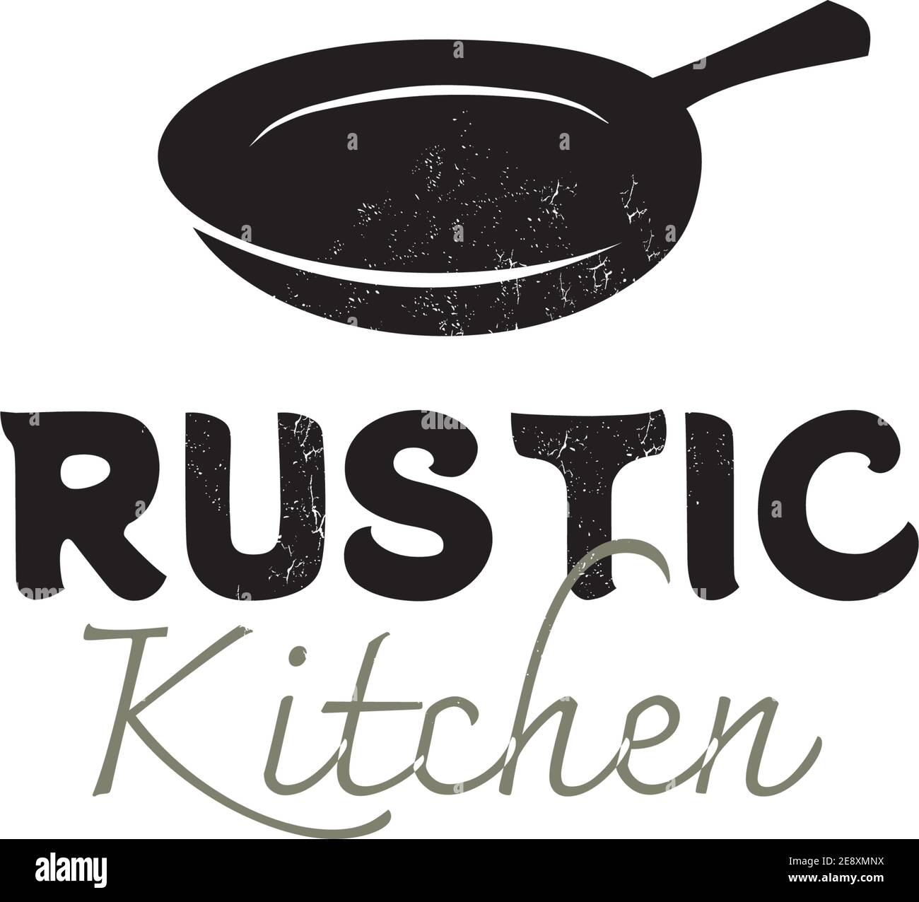Rustic kitchen by using black frying pan logo design template Stock ...