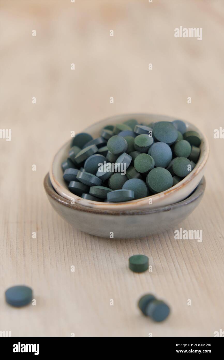 Spirulina tablets cups on hi-res stock photography and images - Alamy