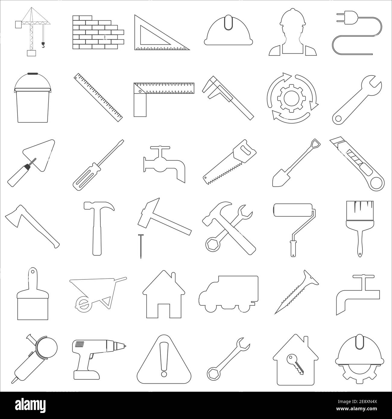 modern vector worker tools icons on white isolate. EPS10 Stock Vector ...