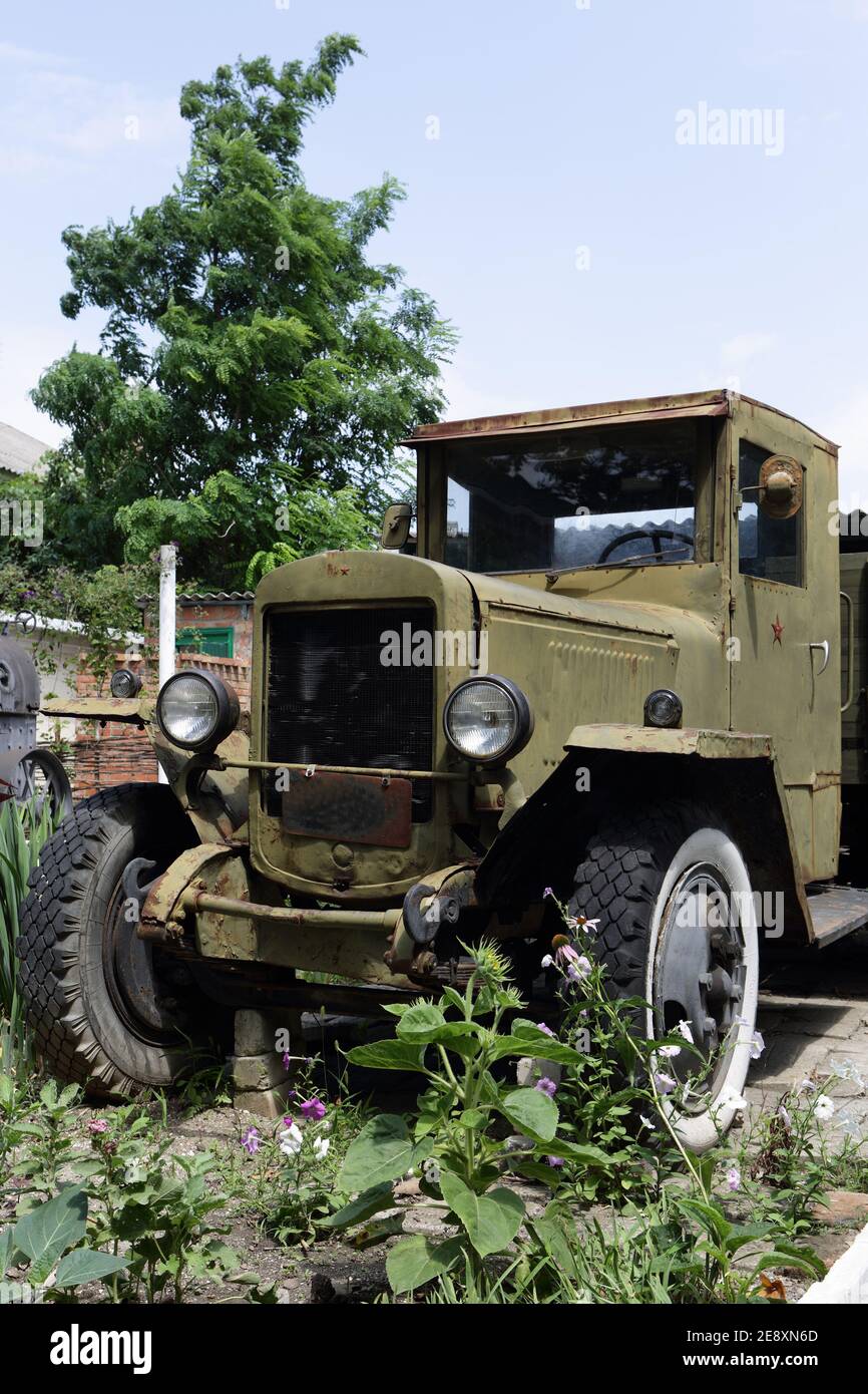 View of retro lorry in the outdoor museum Stock Photo - Alamy