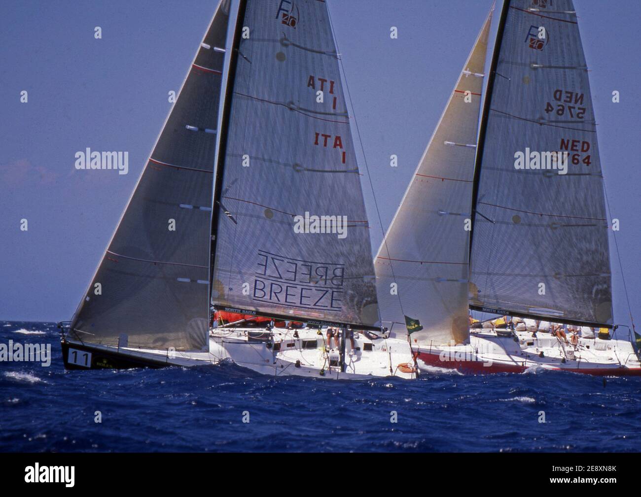 Farr40 racing in Sardinia 2003 (scanned from colorslide Stock Photo - Alamy