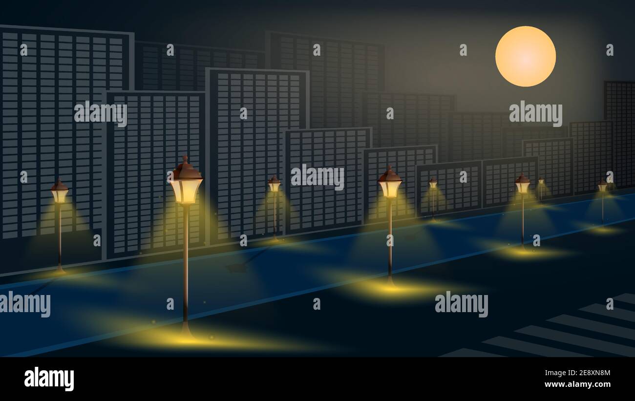 Dark wet road night Stock Vector Images - Alamy