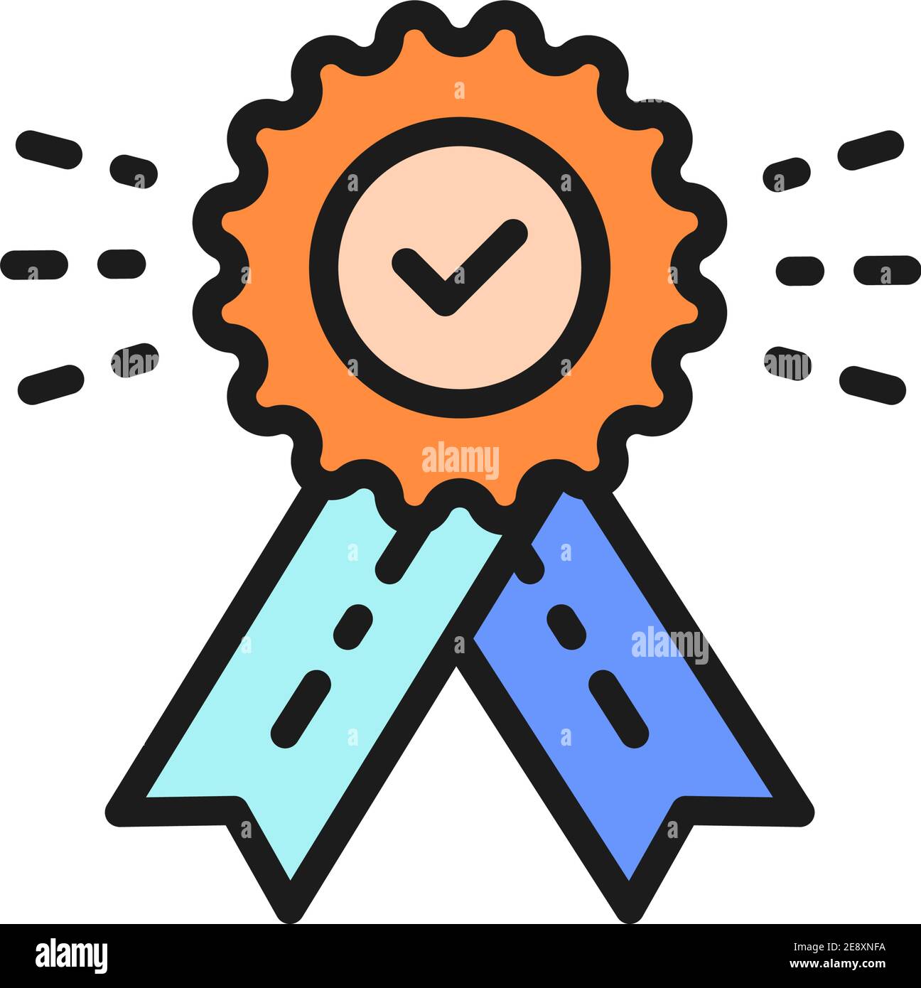 Award with check mark, best choice, quality control, winner color line ...